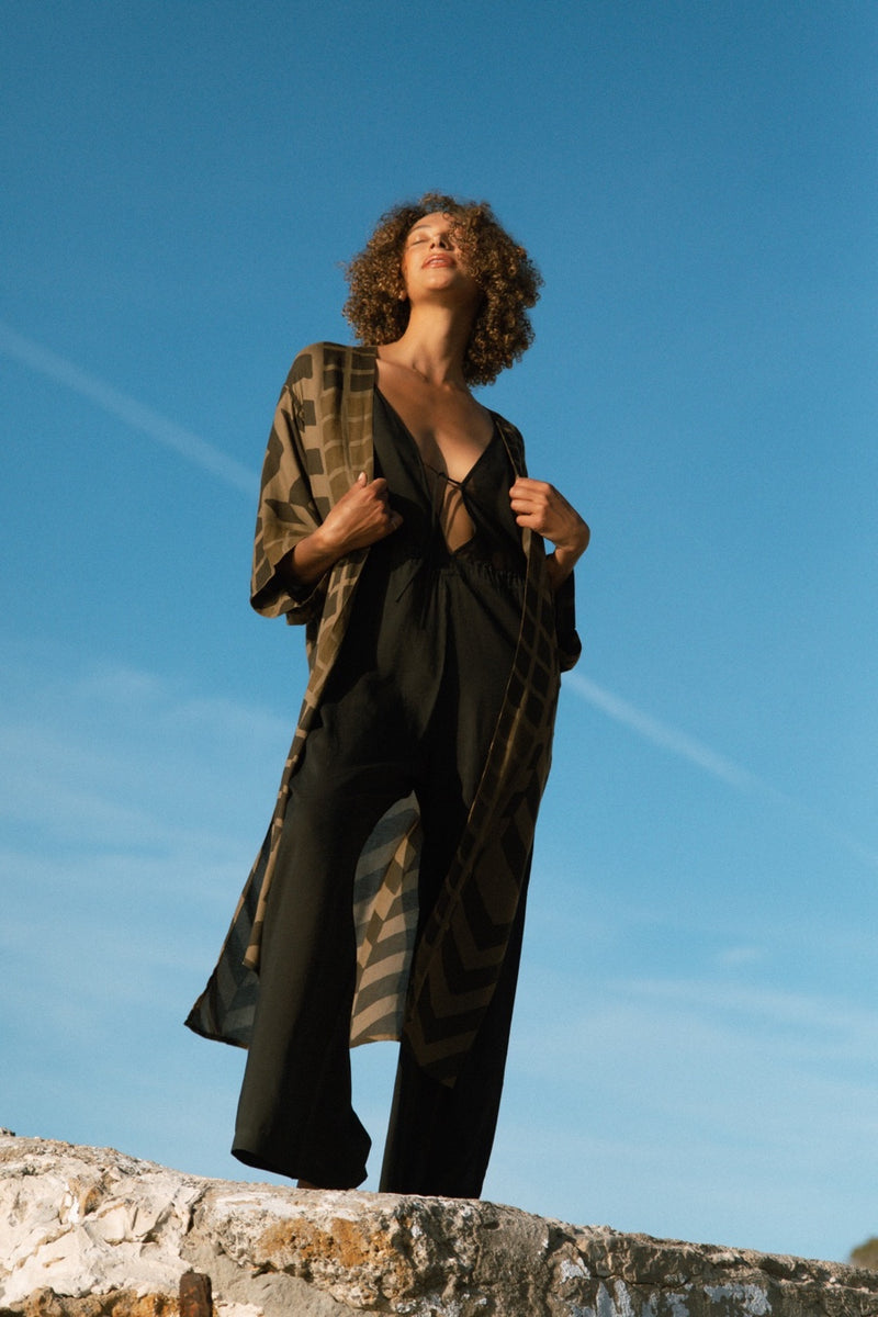 PETRA ROBE GREEN FAN – hanamer